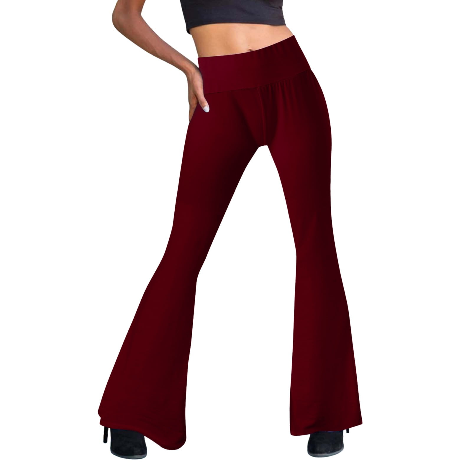 KDFJPTH Women's Bootleg Yoga Pants Crossover High Waisted Wide Leg ...