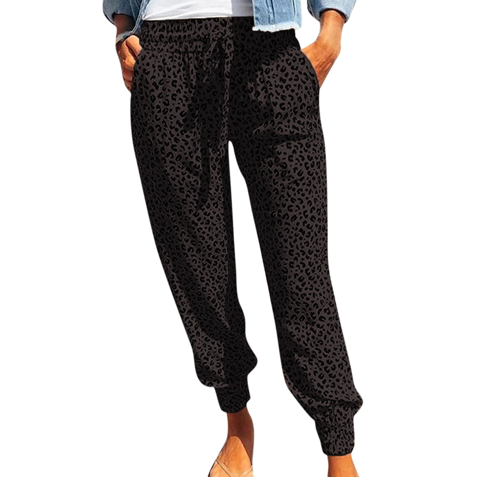 KDFJPTH Women's Cargo Pants Trendy Summer Leopard Print Bottoms ...
