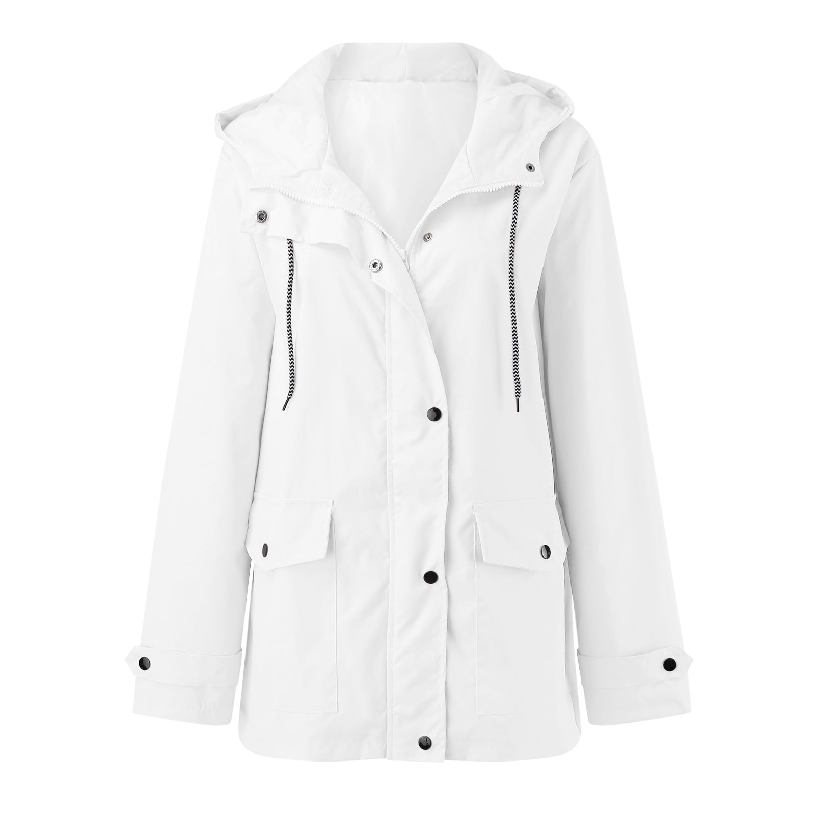 KDFJPTH Womens Hoodie Rain Watertight Coat Solid Pockets Zipper Jacket ...