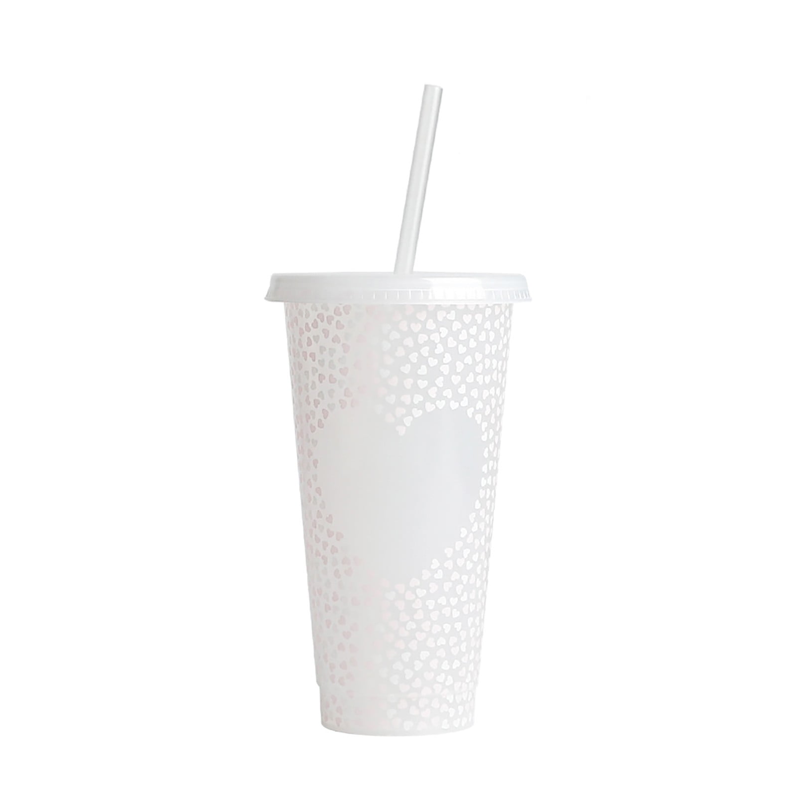 KDFWDM Heart- shaped Plastic Drink Cups with Lids, Clear Bubble Tea Cup ...