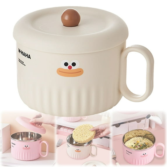 KDFWDM Stainless Steel Noodle Bowl Set with Lid & Handle - Insulated ...