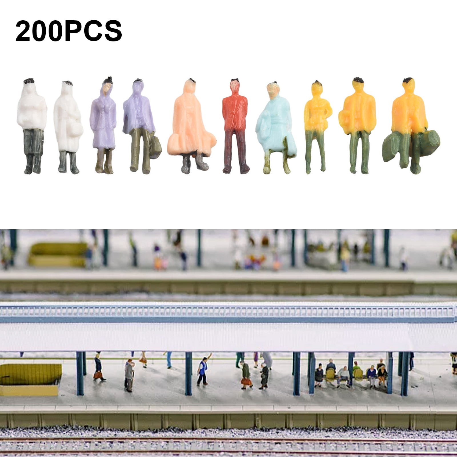 KDJ 100pcs/200pcs :87 Scale people Model Trains Painted Figures ...