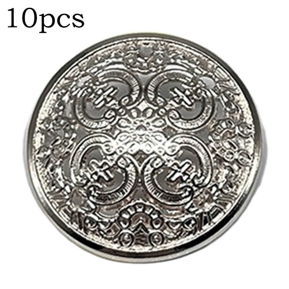 KDJ 10Pcs Round Metal Buttons Hollow Carved Sewing for Jacket Suits ...
