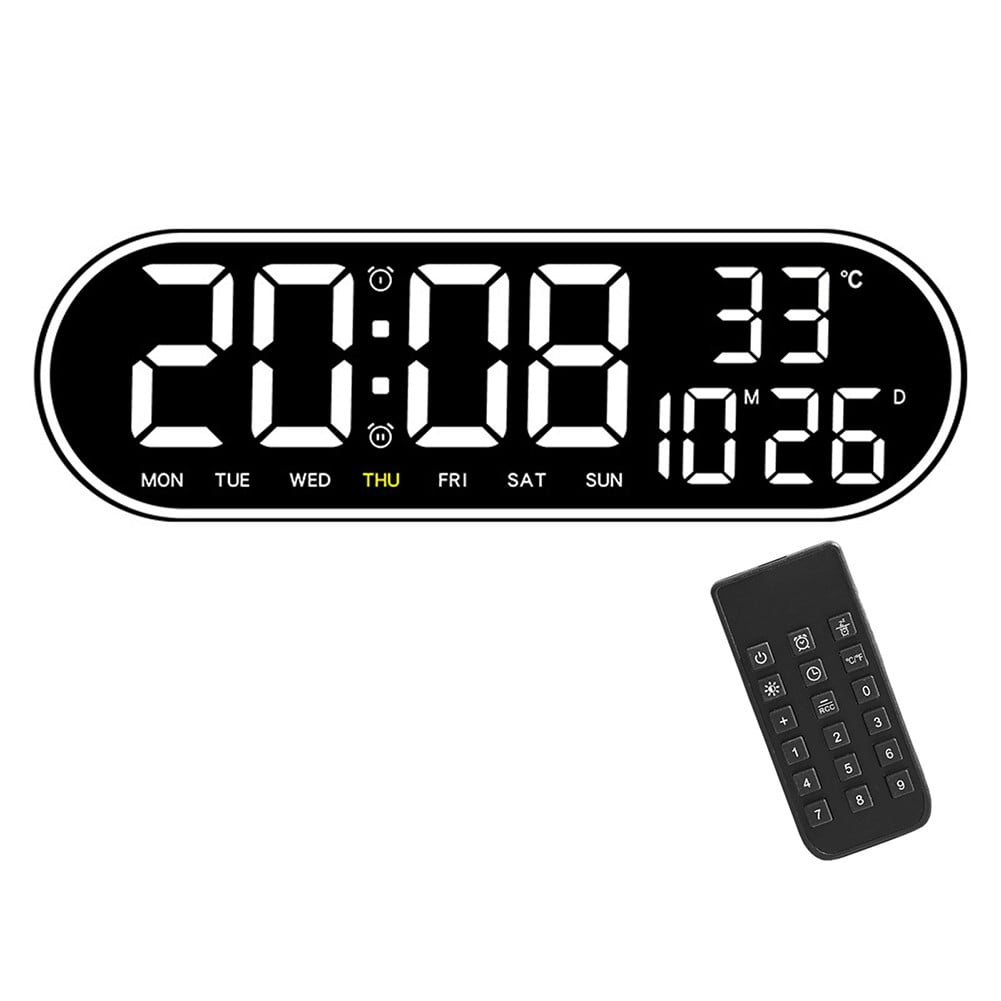 KDJ 15inch Night Light Digital Wall Clock Alarm Clock Remote Control ...