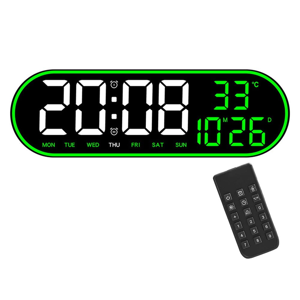 KDJ 15inch Night Light Digital Wall Clock Alarm Clock Remote Control ...