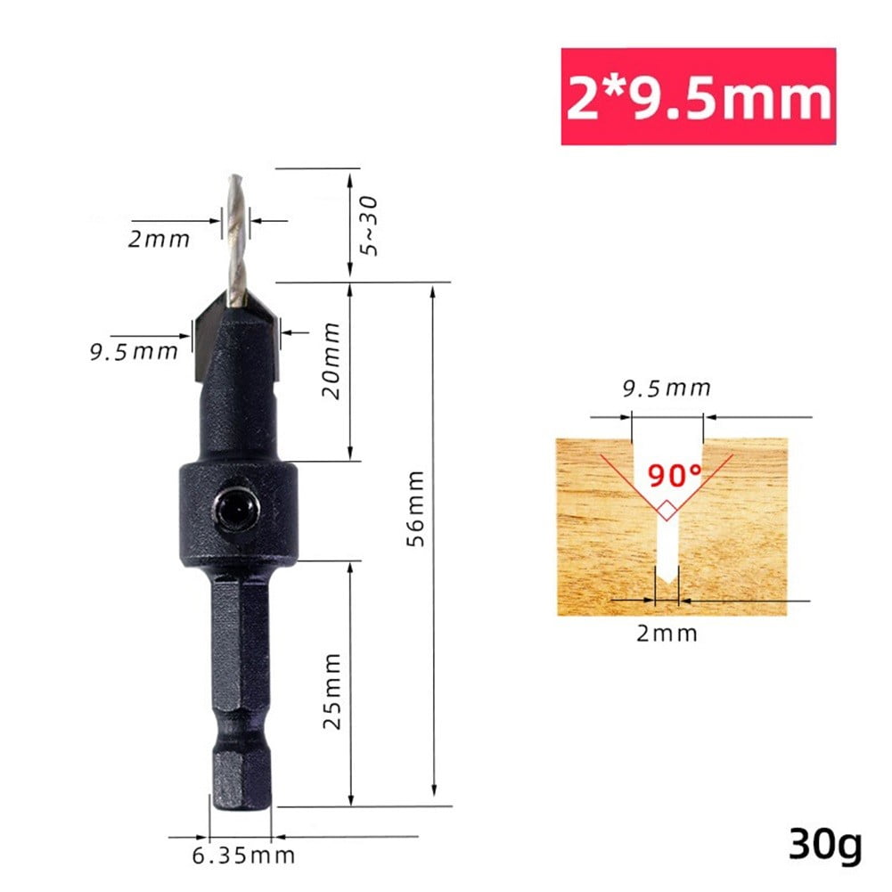 KDJ 1pc Countersink Drill Bit 1/4\\\\\\\" Hex Shank Woodworking Router ...