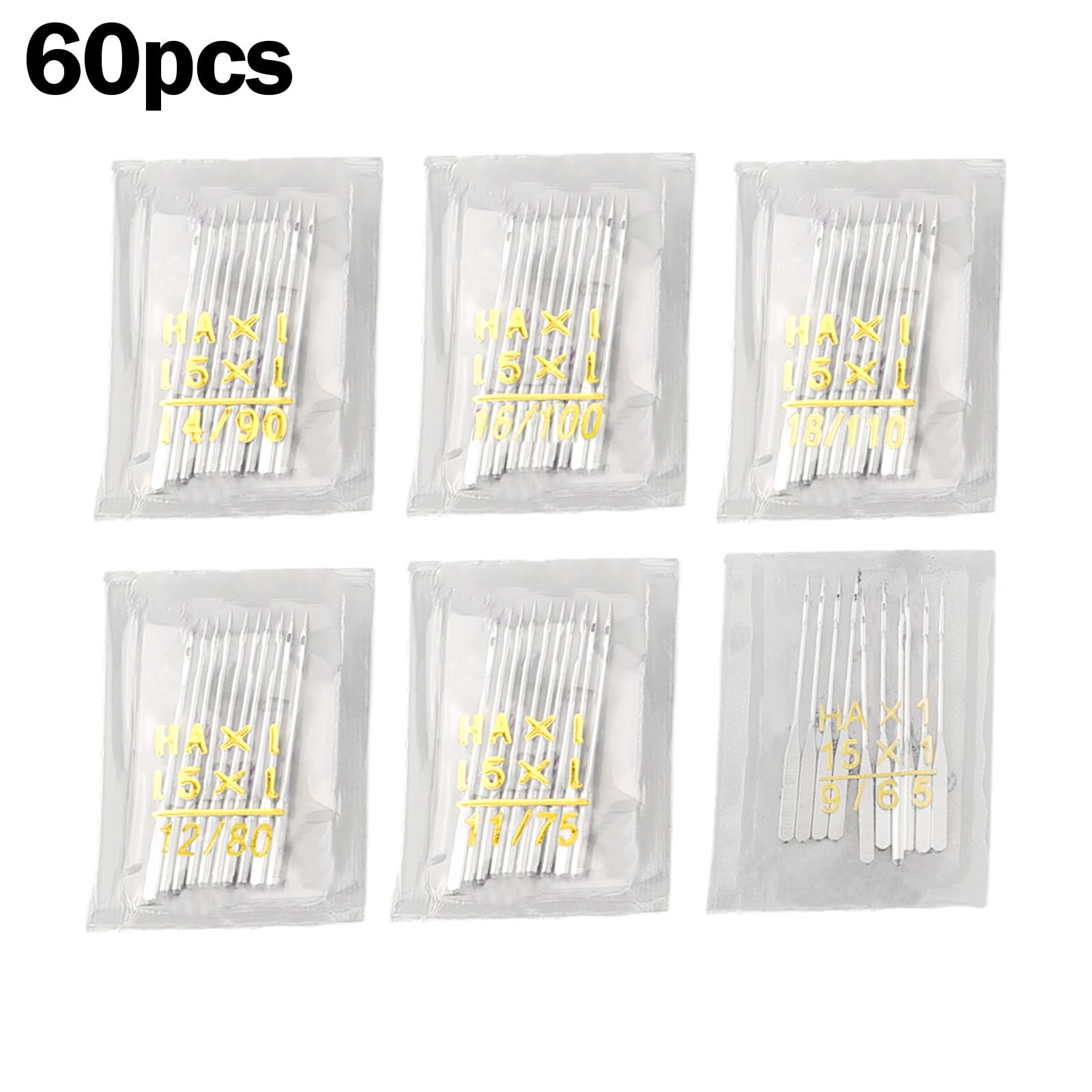 KDJ 60 Piece Sewing Machine Needle Set In 6 Sizes To Fit All Sewing ...