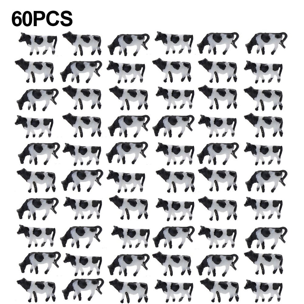 KDJ 60Pcs N Scale Cows Model 1:150 Model Railway Painted Farm Animals ...