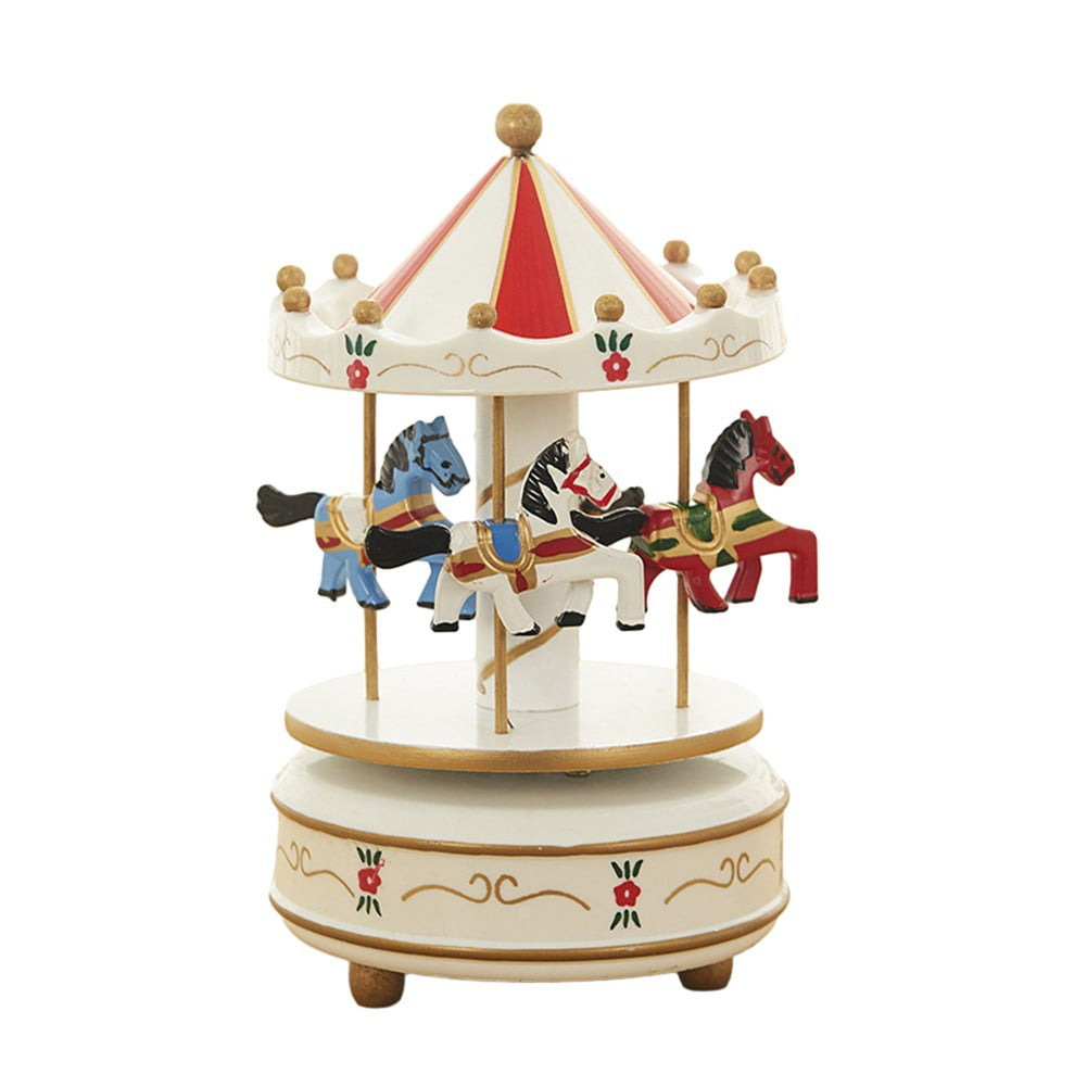 KDJ Carousel Music Box Rotate Rotation Romantic Carousel Handicraft ...
