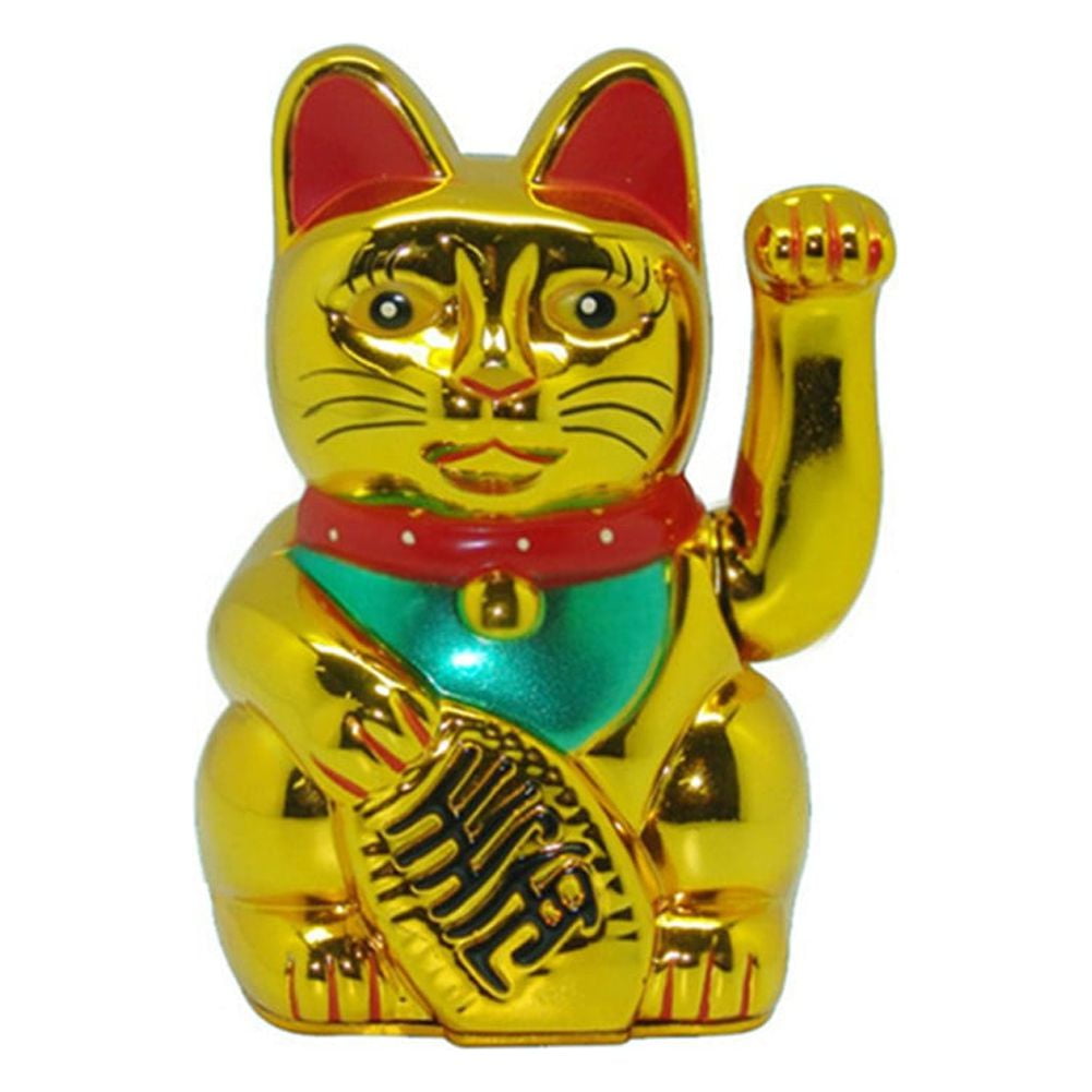 KDJ Chinese Lucky Waving Cat Beckoning Maneki Neko Gold Wealth Fortune ...