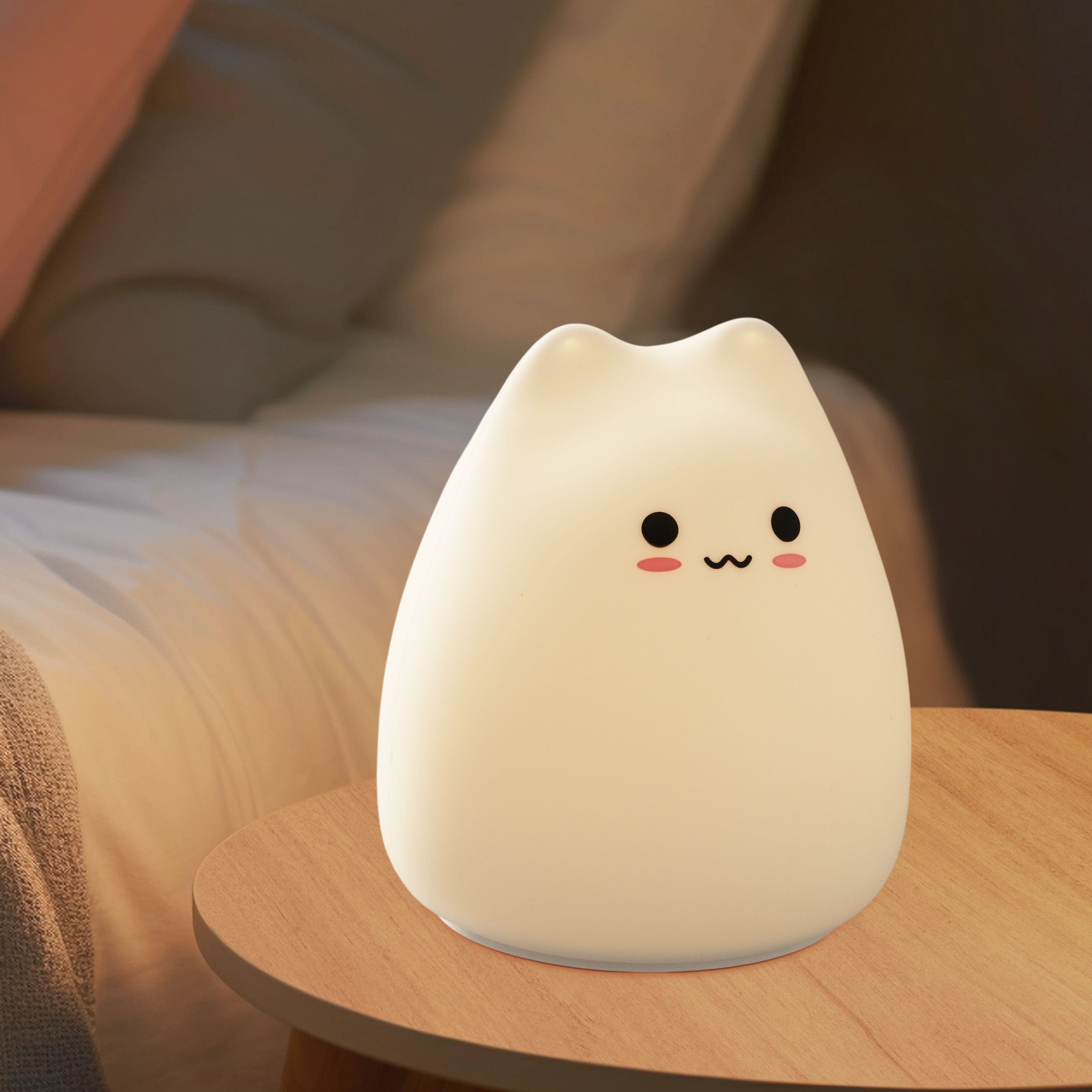 KDJ Cute Silicone Cartoon Cat LED Night Light Baby Kids Room Lamp 7 ...