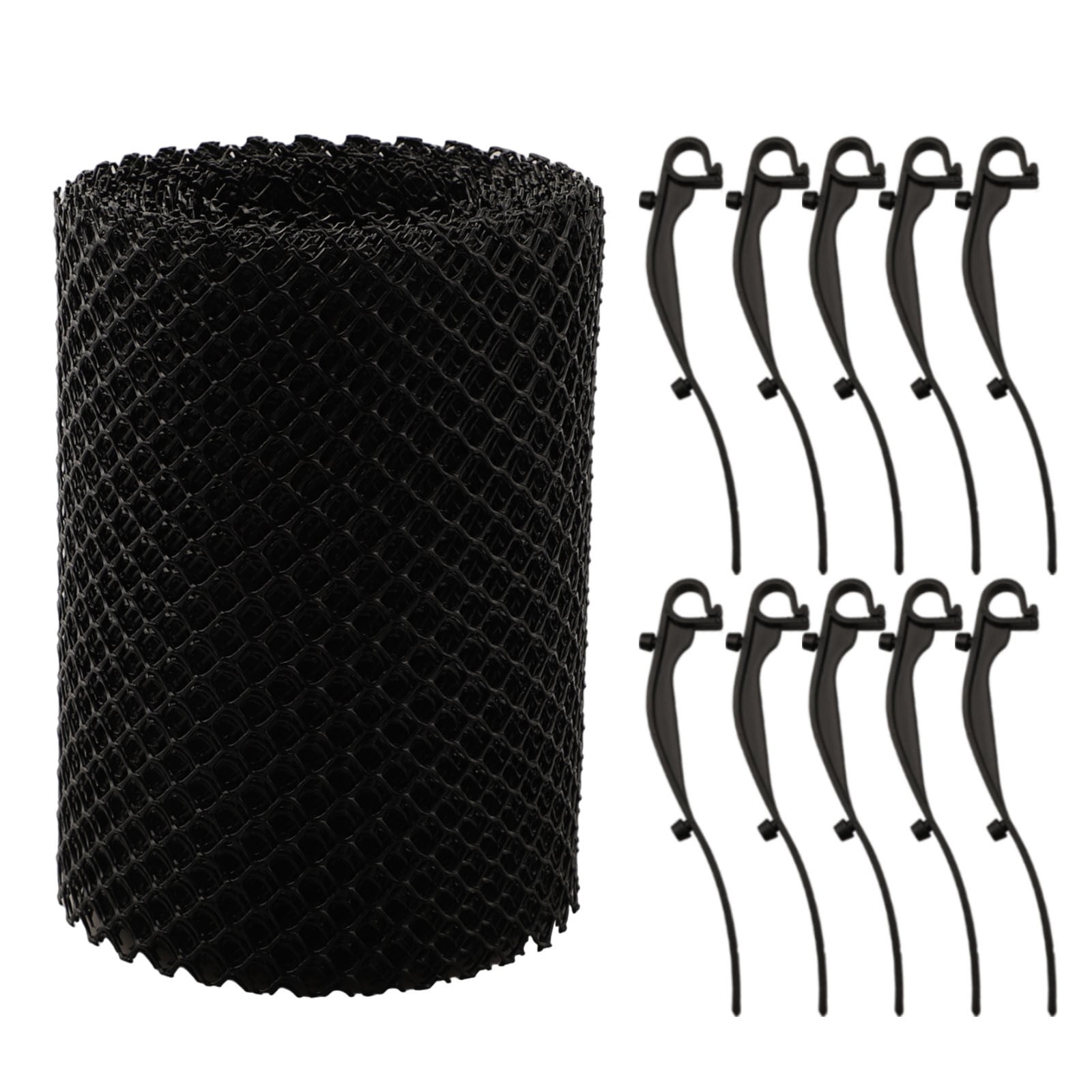 KDJ Gutter Guard Mesh Cover With 10 Hook Black Plastic Anti-Clog Mesh ...