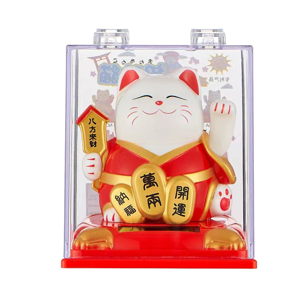 KDJ Lucky Cat Solar-Powered Automatic Waving Hand Cashier Front Desk Cash Register New Store ...