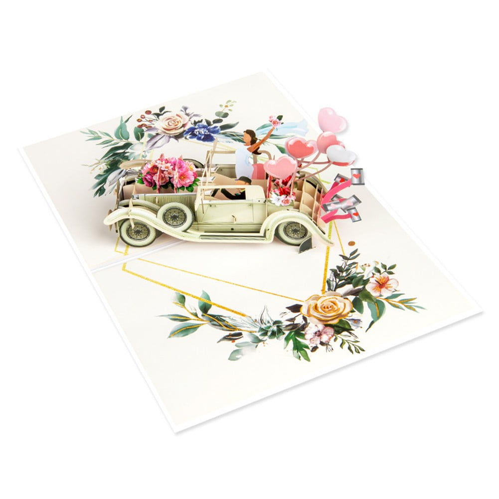 KDJ Luxury 3D Wedding Car Pop-Up Card: A Heartfelt Congratulations ...