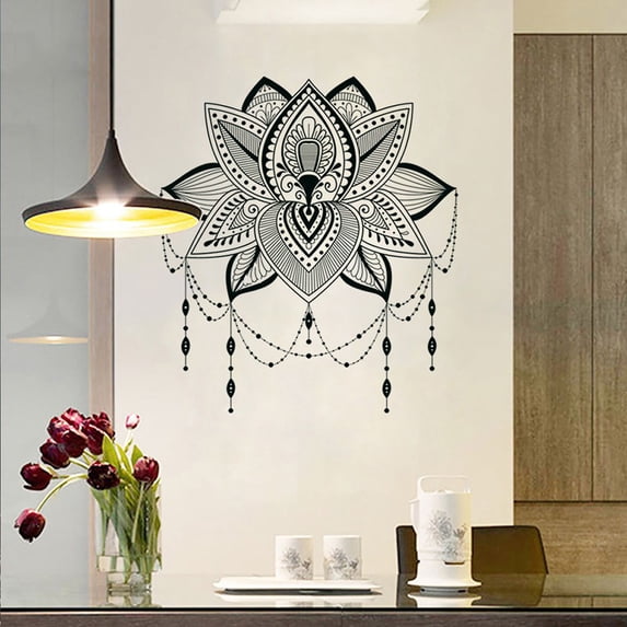 KDJ Mandala Lotus Vinyl Wall Sticker Lotus Flower Datura Zen Decor ...