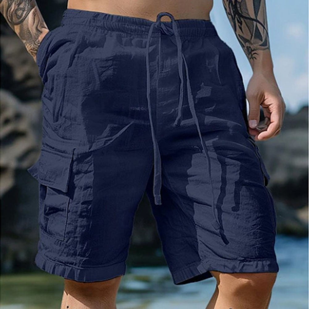 KDJ Mens Summer Loose Solid Color With Pockets Cargo Shorts Fashion ...