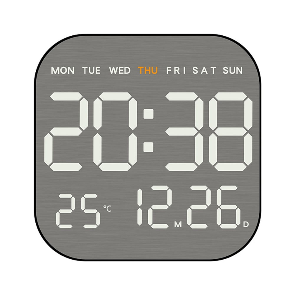 KDJ Metal Brushed Clock Face Wall Clock Multifunctional Electronic LED ...
