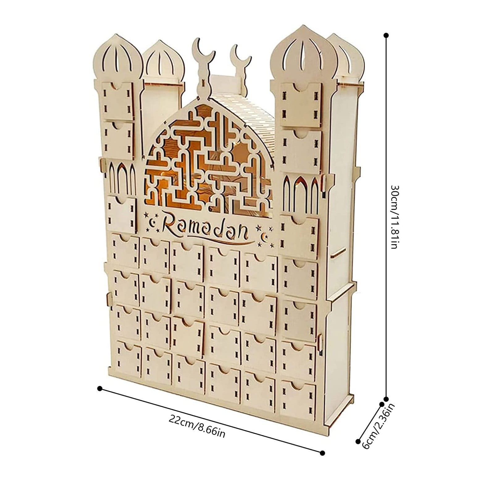 KDJ Ramadan Advent Calendar with Light Wooden Countdown Calendars - for ...