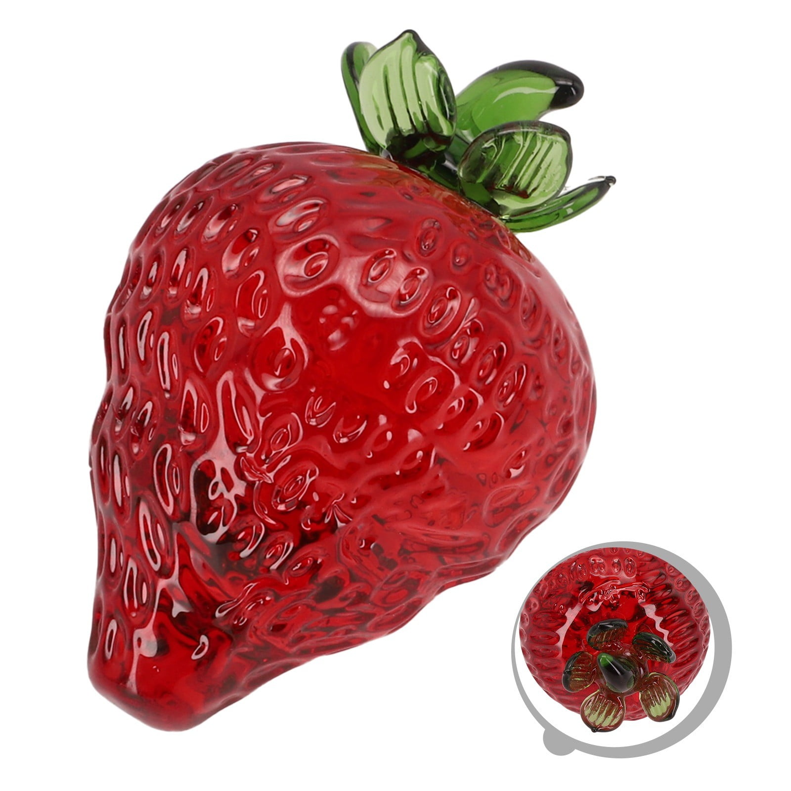 KDJ Red Tabletop Strawberry Figurine Valentines Collectible For Crystal Fruit - for Home Decor ...