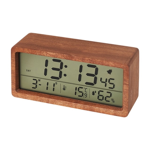 KDJ Wooden Digital Battery Operated Alarm Clocks for Bedrooms, Beside ...
