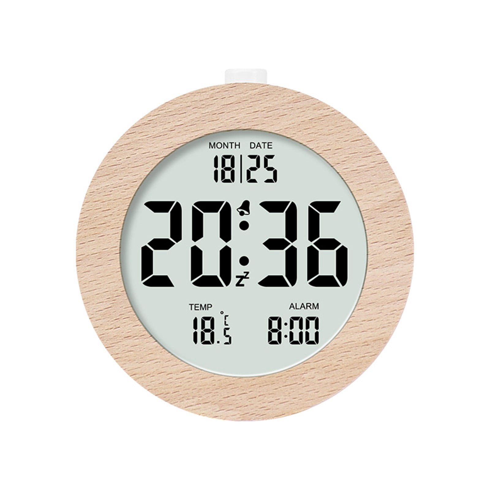 KDJ Wooden Round Square Digital Alarm Clock Calendar and Temperature ...