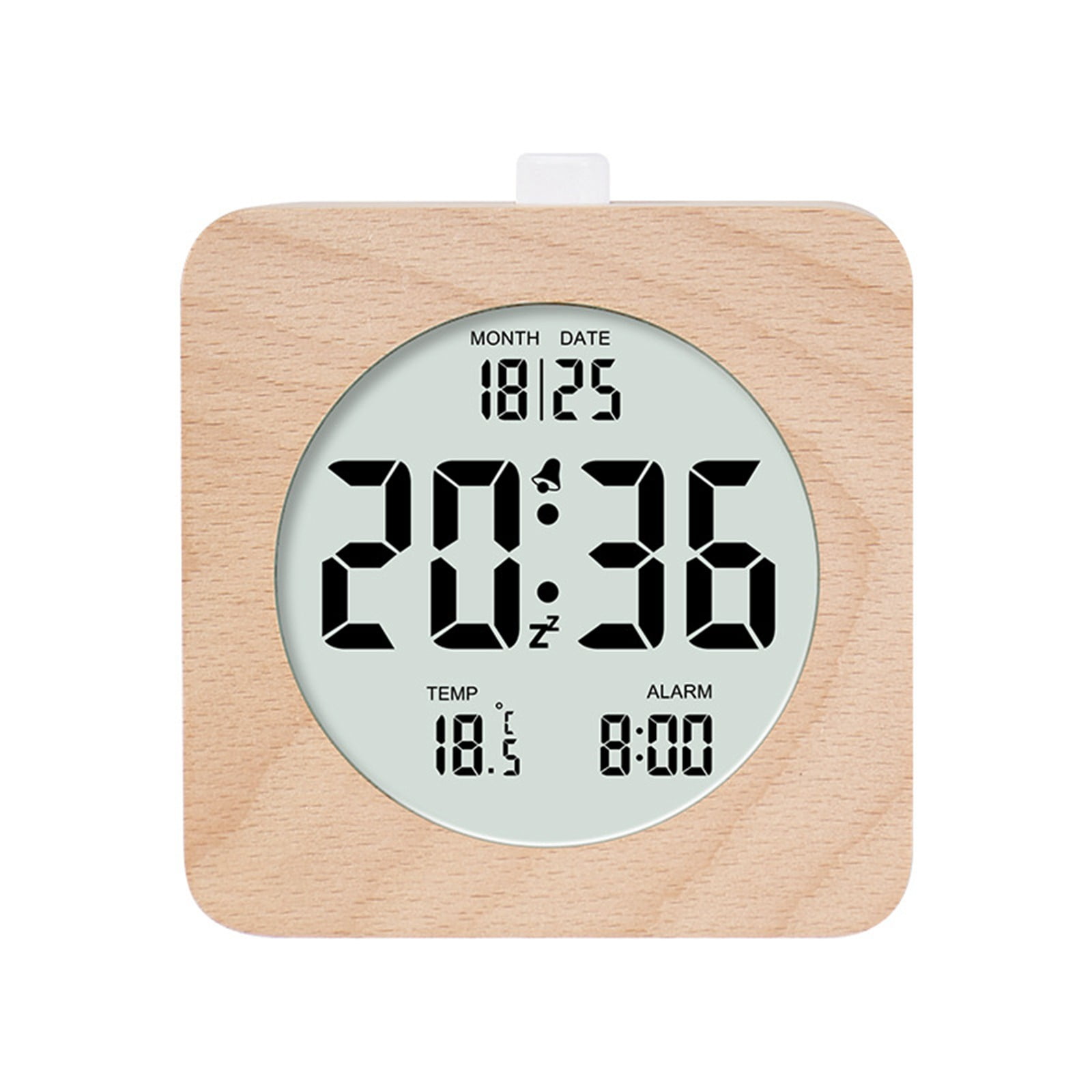 KDJ Wooden Round Square Digital Alarm Clock Calendar and Temperature ...