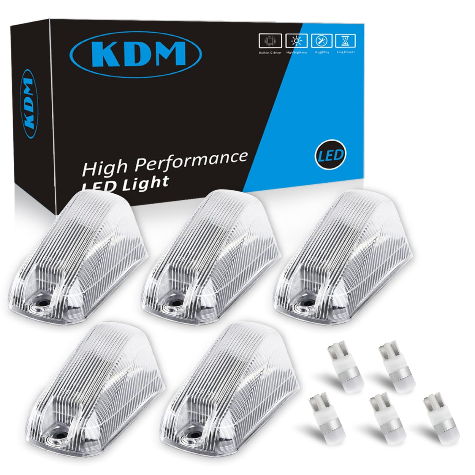 KDM Clear Lens Housing IFF17 with White Led Roof Top Marker Lights ...