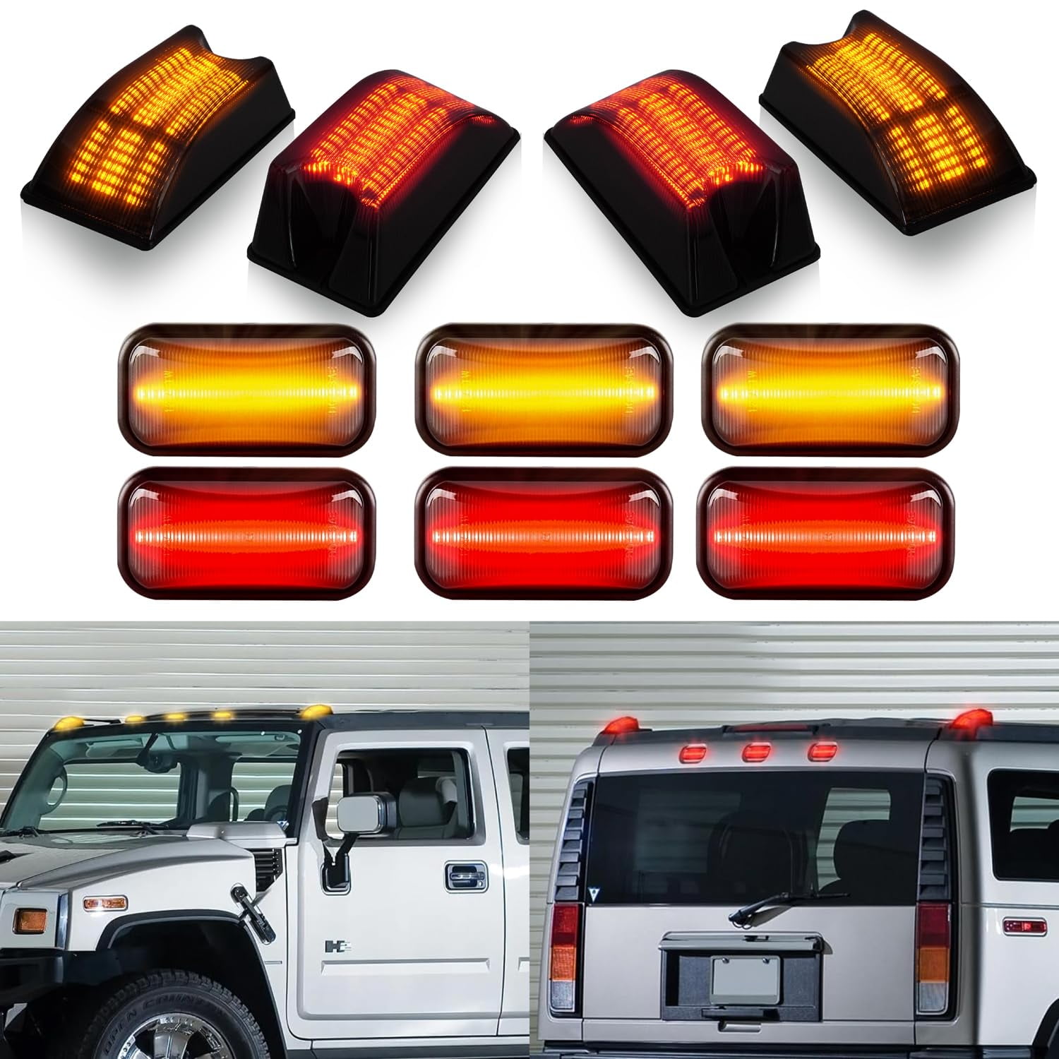 KDM Smoked Lens Full Led Cab Roof Top Marker Lights assembly Fit for ...