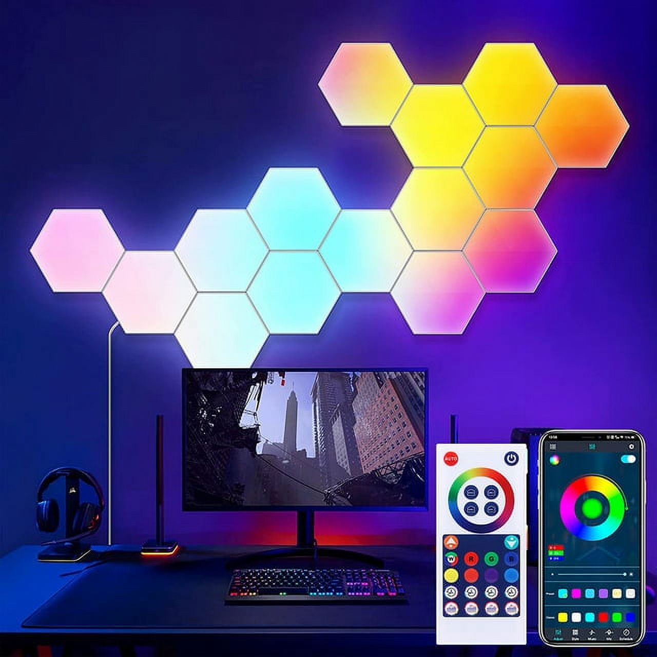 KDMLR Modular RGB LED Hexagonal Wall Light - Walmart.com