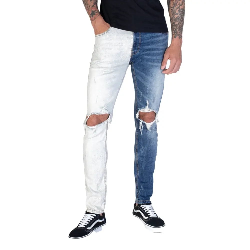 KDNK Men Contrast Jeans (Blue) - Walmart.com