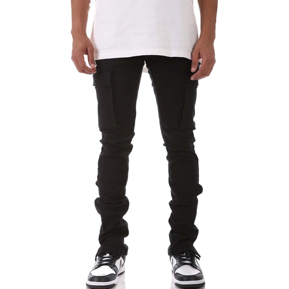 KDNK Men Stacked Cargo Pants (Black) - Walmart.com
