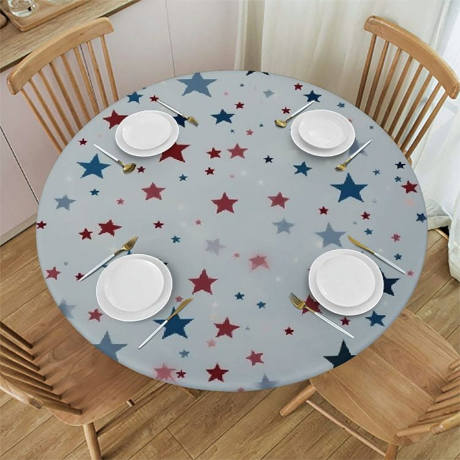 KDSADK Fitted Table Cover for Round Tables American Independence Day ...