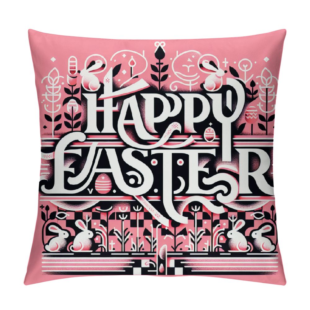 KDSADK Pink Happy Pillow Covers Black and White Buffalo Check Plaid ...
