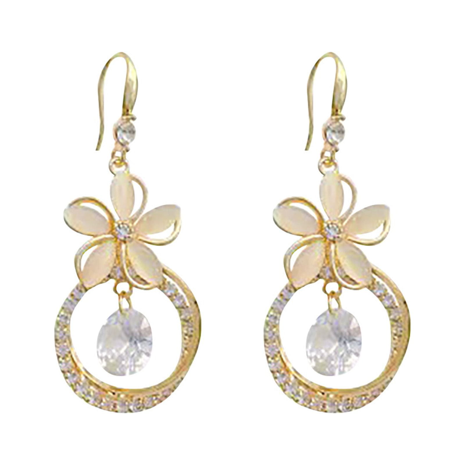 KDSJSXW Earrings Studs Flower Opal Long Earhook Earring Design Sense of ...