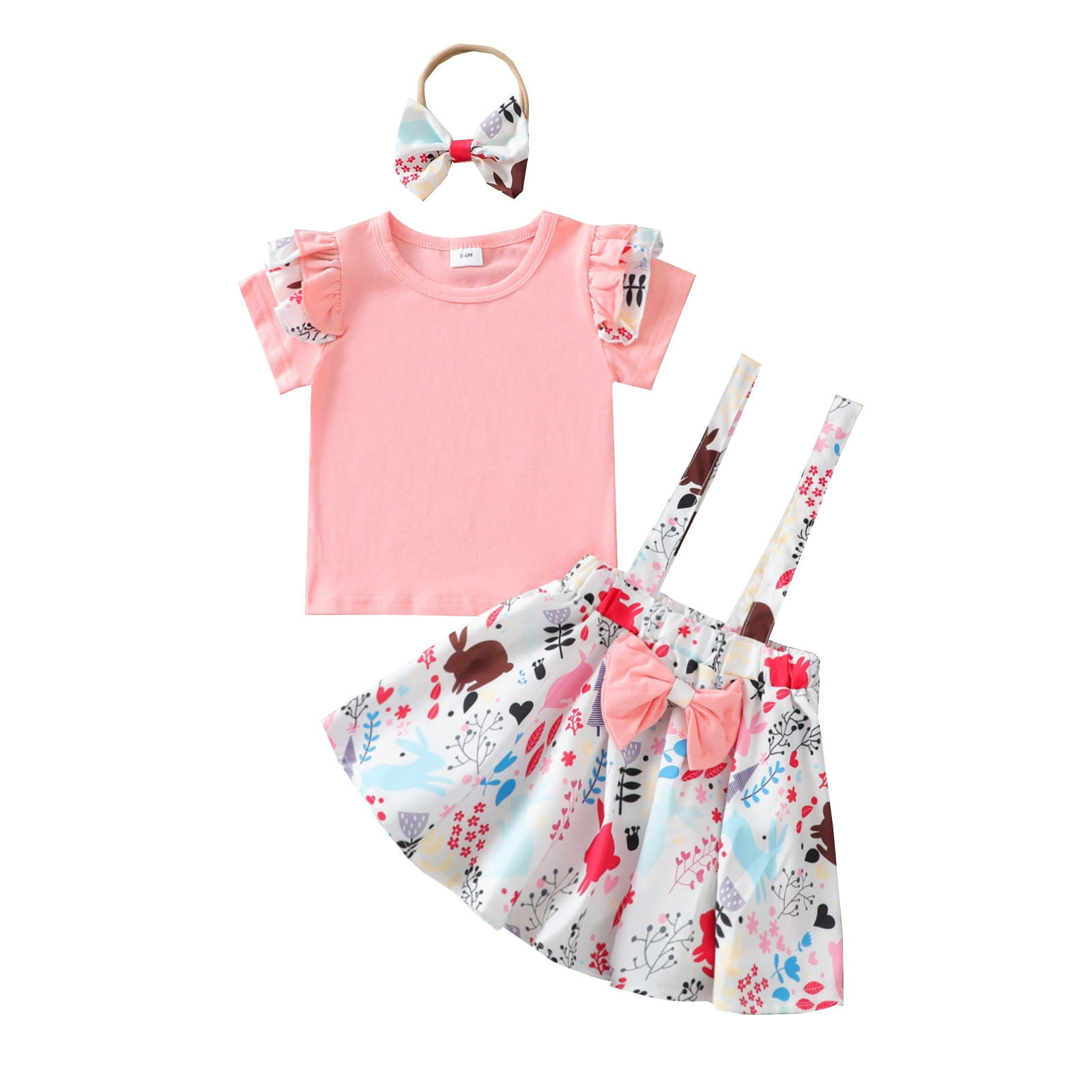 KDSJSXW Girls Outfits Size 6 Easter New Rabbit Suspender Skirt Three ...