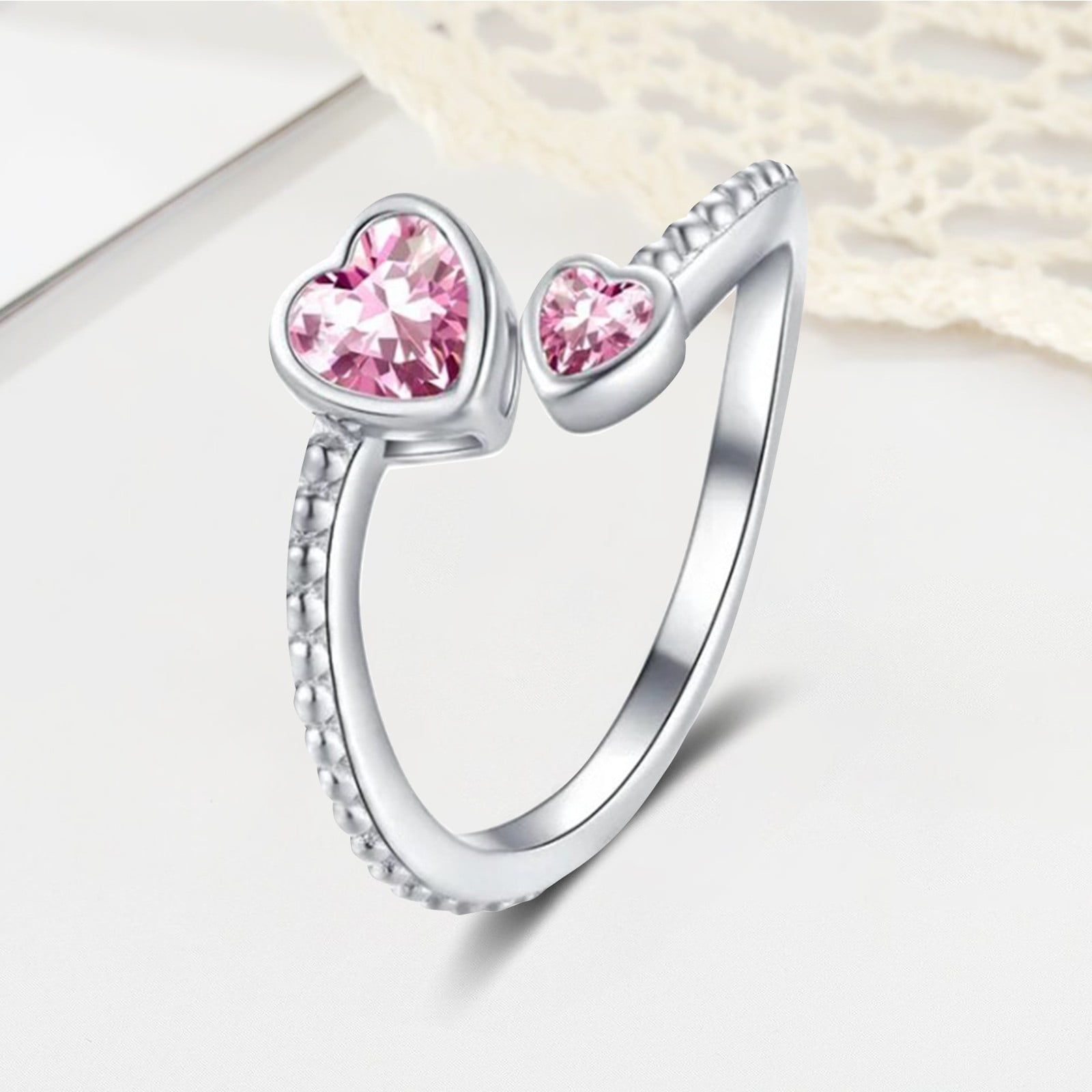KDSJSXW Girls Ring 925 Sterling Silver Birthstone Rings for Women ...