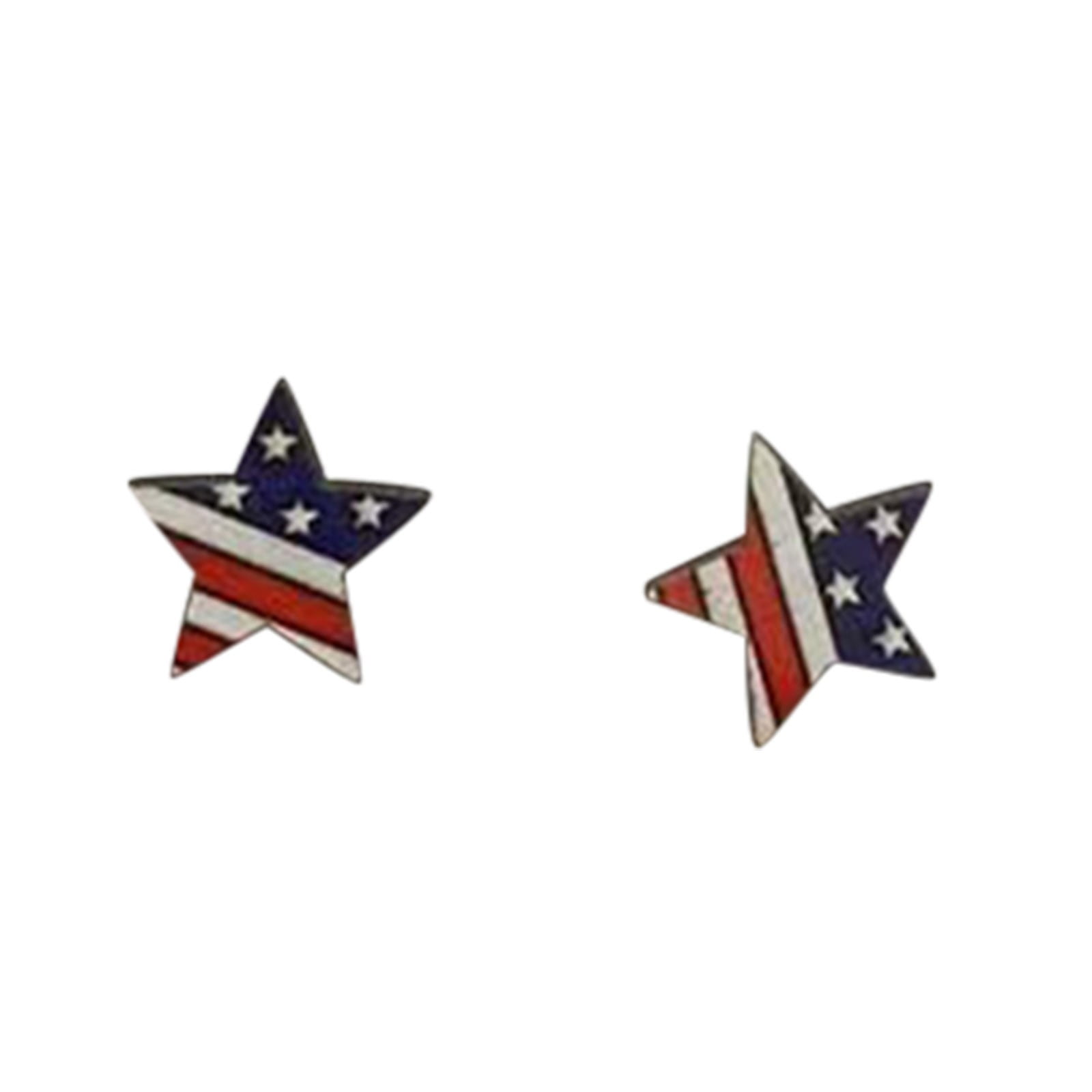 KDSJSXW Gold Studs Classical Earrings Flag Earrings Star Earrings Wood ...