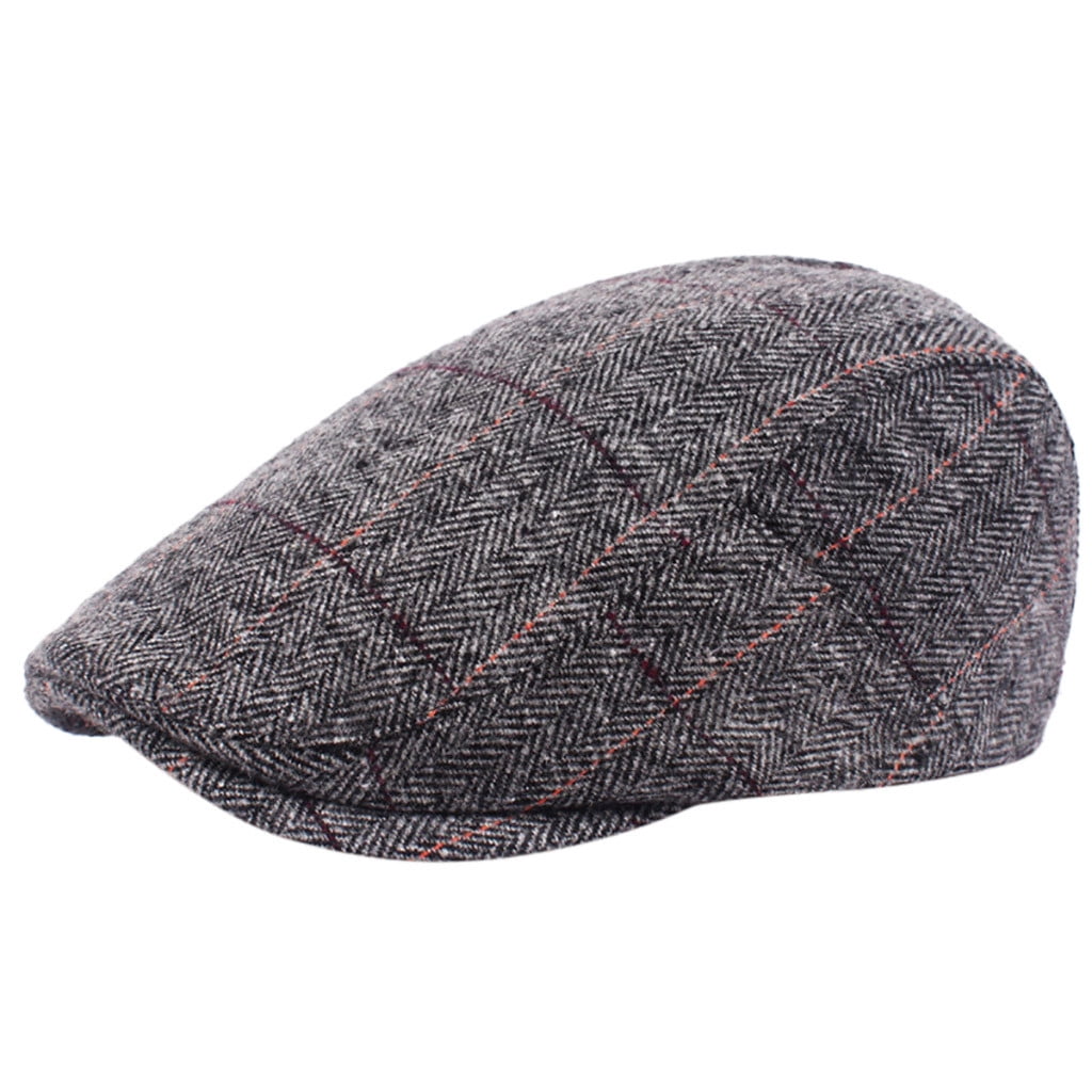 MANHUJI Scally Caps For Men Black Grey Herringbone Newsboy Baker Boy ...