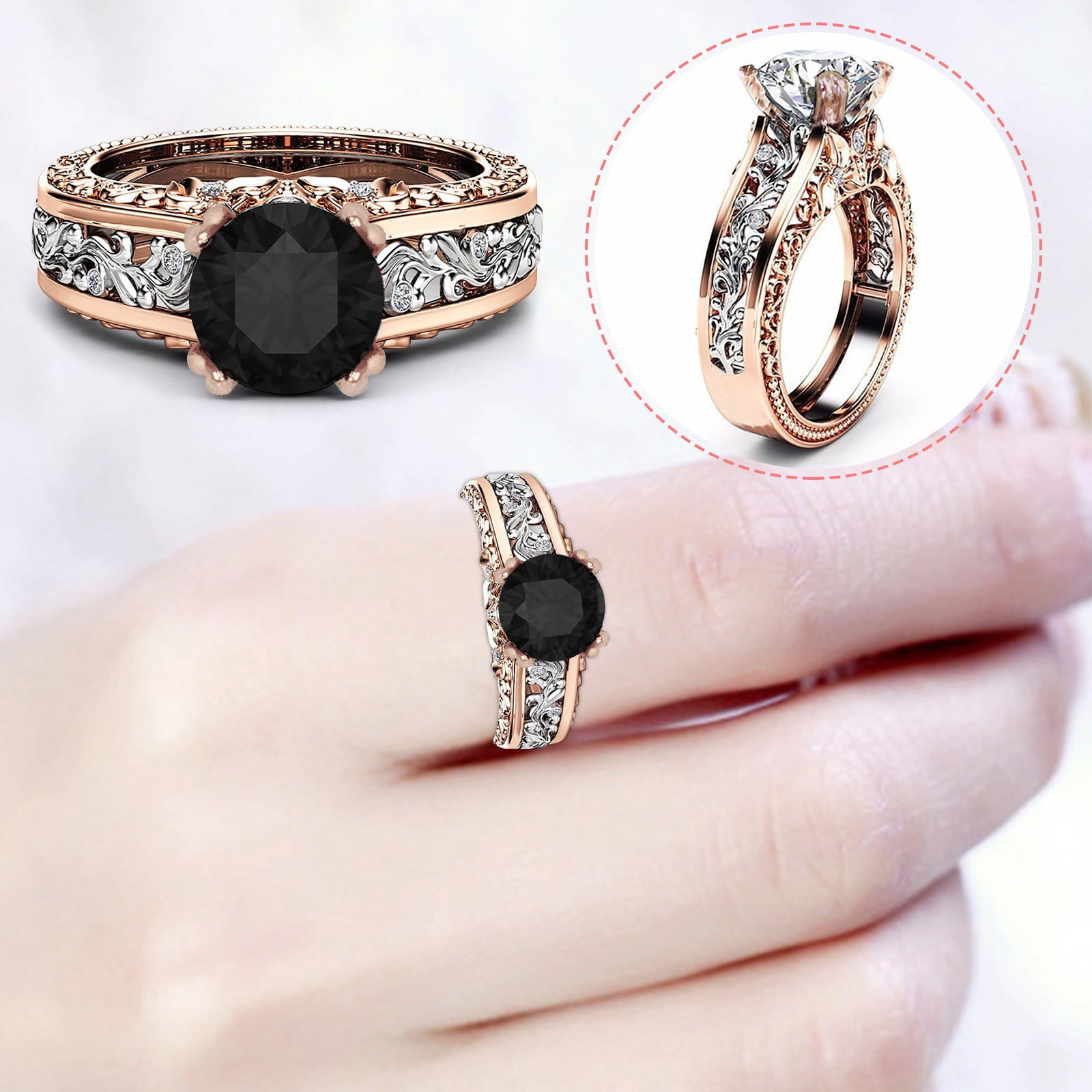 KDSJSXW Stackable Rings for Women Ladies Ring Alloy Plated 14K Rose ...