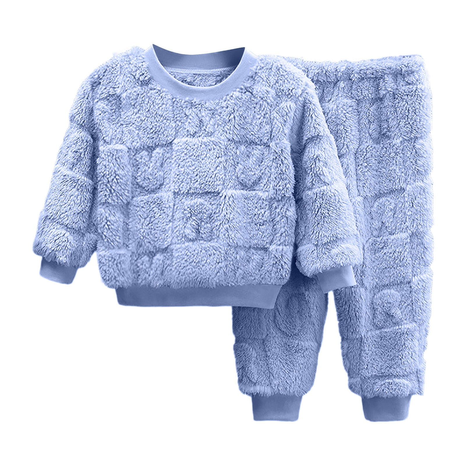 KDSJSXW Toddler Fleece Pajama Set Kids Boys Girls Winter Warm Long ...