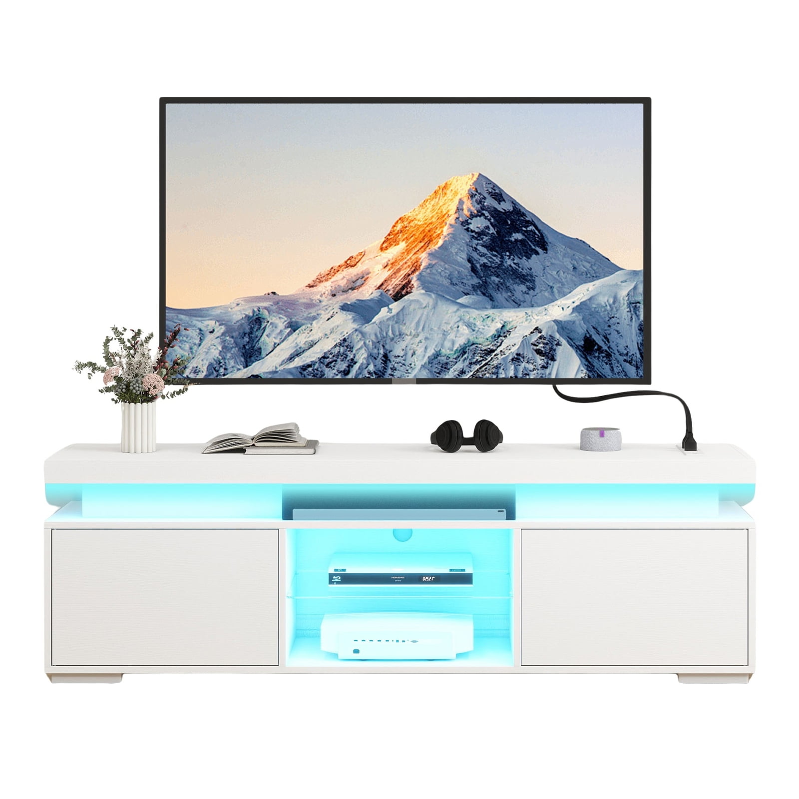 KDTHTF TV Stand with RGB LED Lights & Power Station, Entertainment ...