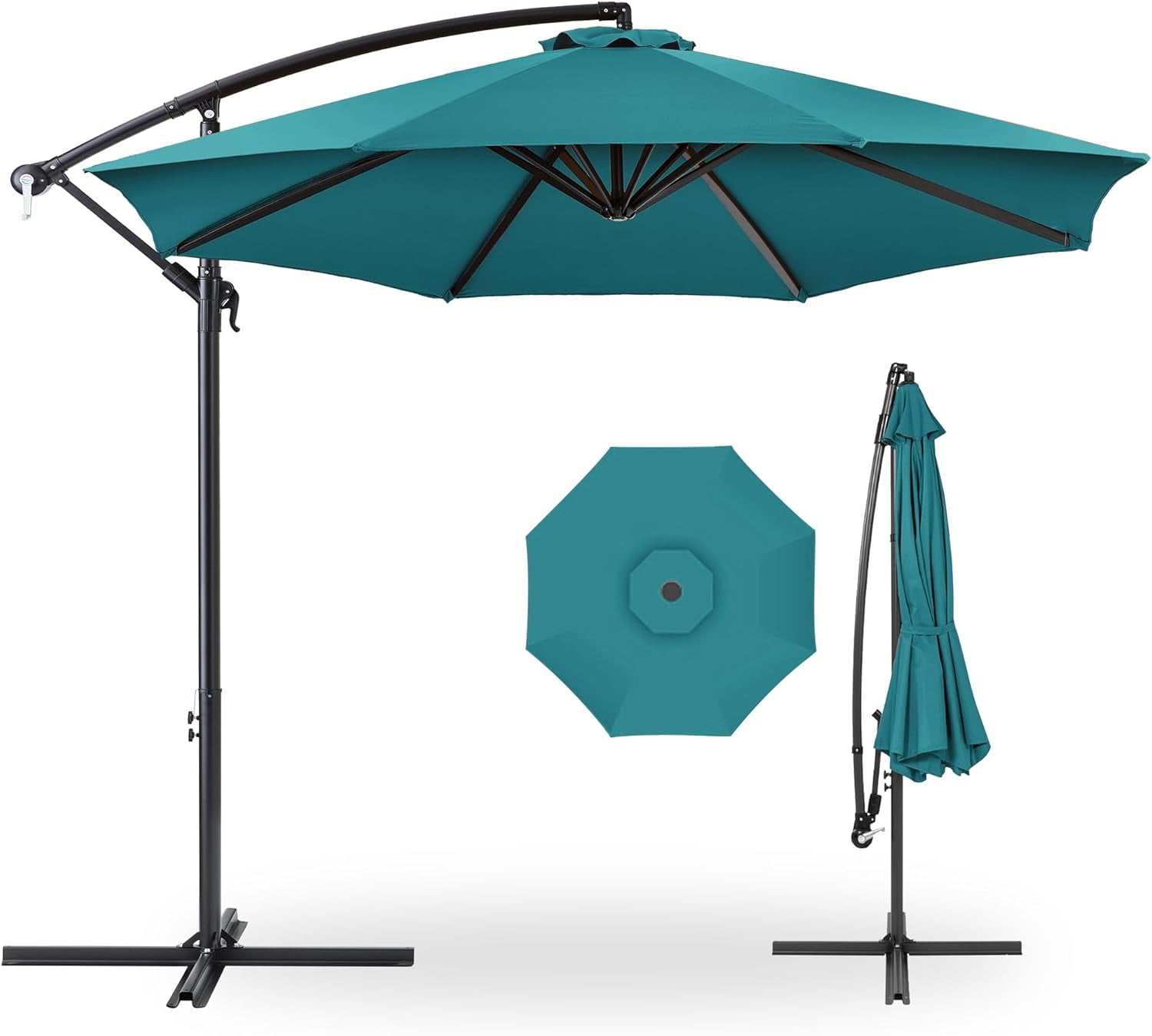 KDYK 10ft Offset Hanging Market Patio Umbrella w/Easy Tilt Adjustment ...