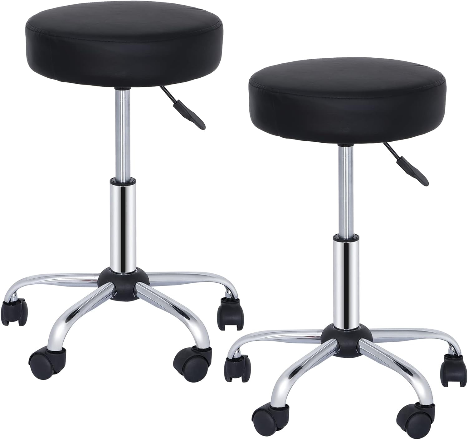 KDYK 2-Pack Rolling Swivel Stools Leather Adjustable Bar Stool Chair ...