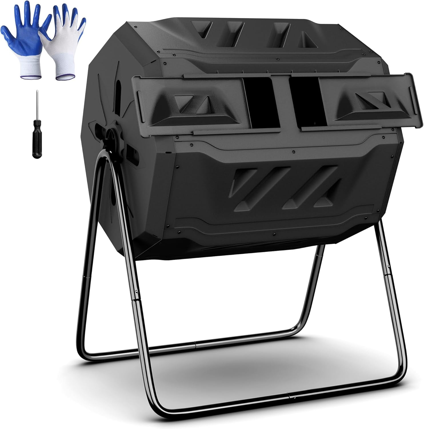 KDYK Compost Bin Outdoor 43 Gallon Garden Dual Chamber Composter Bin ...