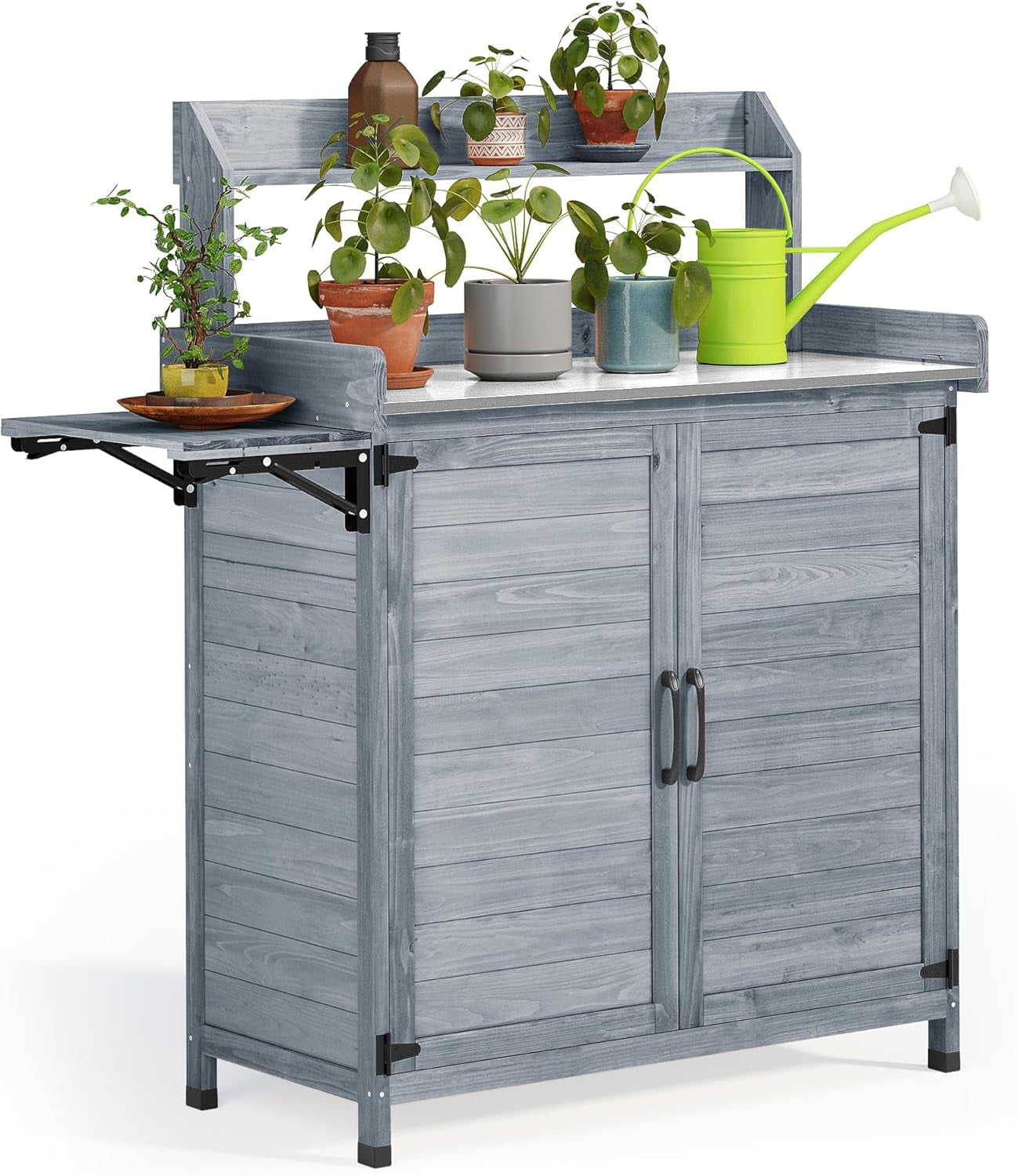 KDYK Solid Wood Potting Bench Table with Folding Pallet and Metal ...