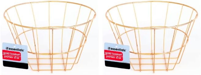 KDZO Essentials Round Gold Iron Baskets, 7.875x4.75 in Set of 2 ...
