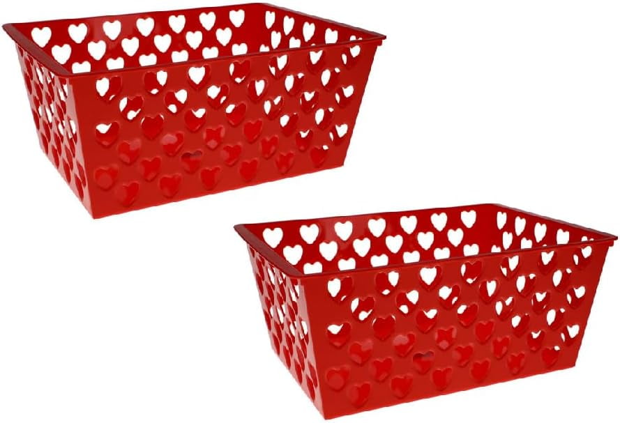 KDZO Rectangular Valentine's Day Heart Baskets 11 x 7.91 x 4.33 Inches ...