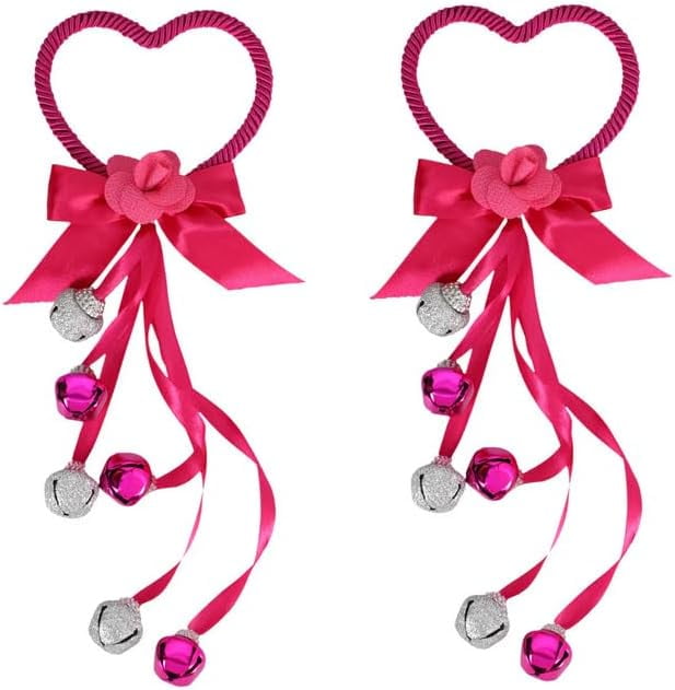 KDZO Valentine's Decor Heart Shaped Door Hangers with Jingle Bells Set ...