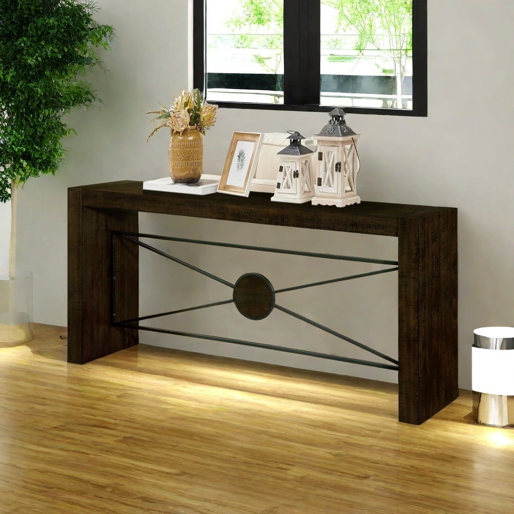 KEAIDO 64 Inch Long Console Table, Retro Sofa Table Behind Couch with ...