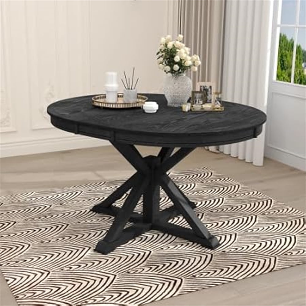 KEAIDO Farmhouse 4-6 People Round Dining Room Table, 42"-54" Circle ...